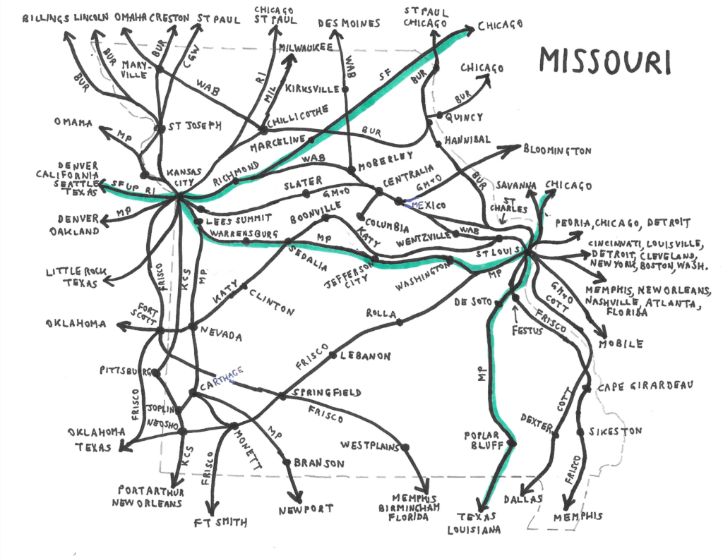 Missouri - Travel By Rail 1950