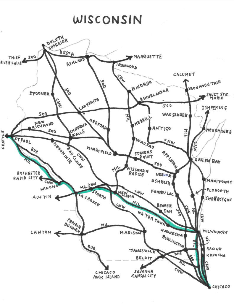 Wisconsin - Travel By Rail 1950