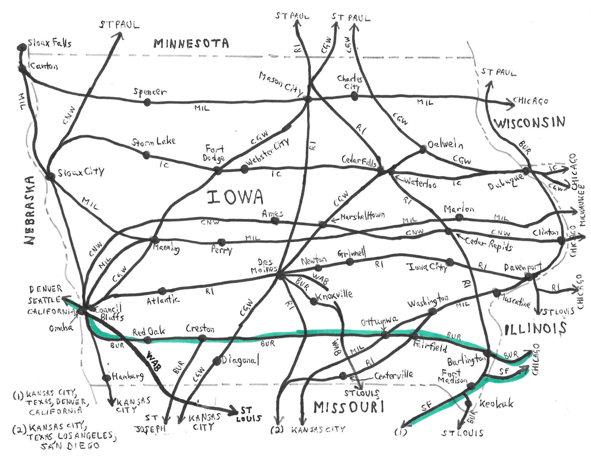 Iowa - Travel By Rail 1950